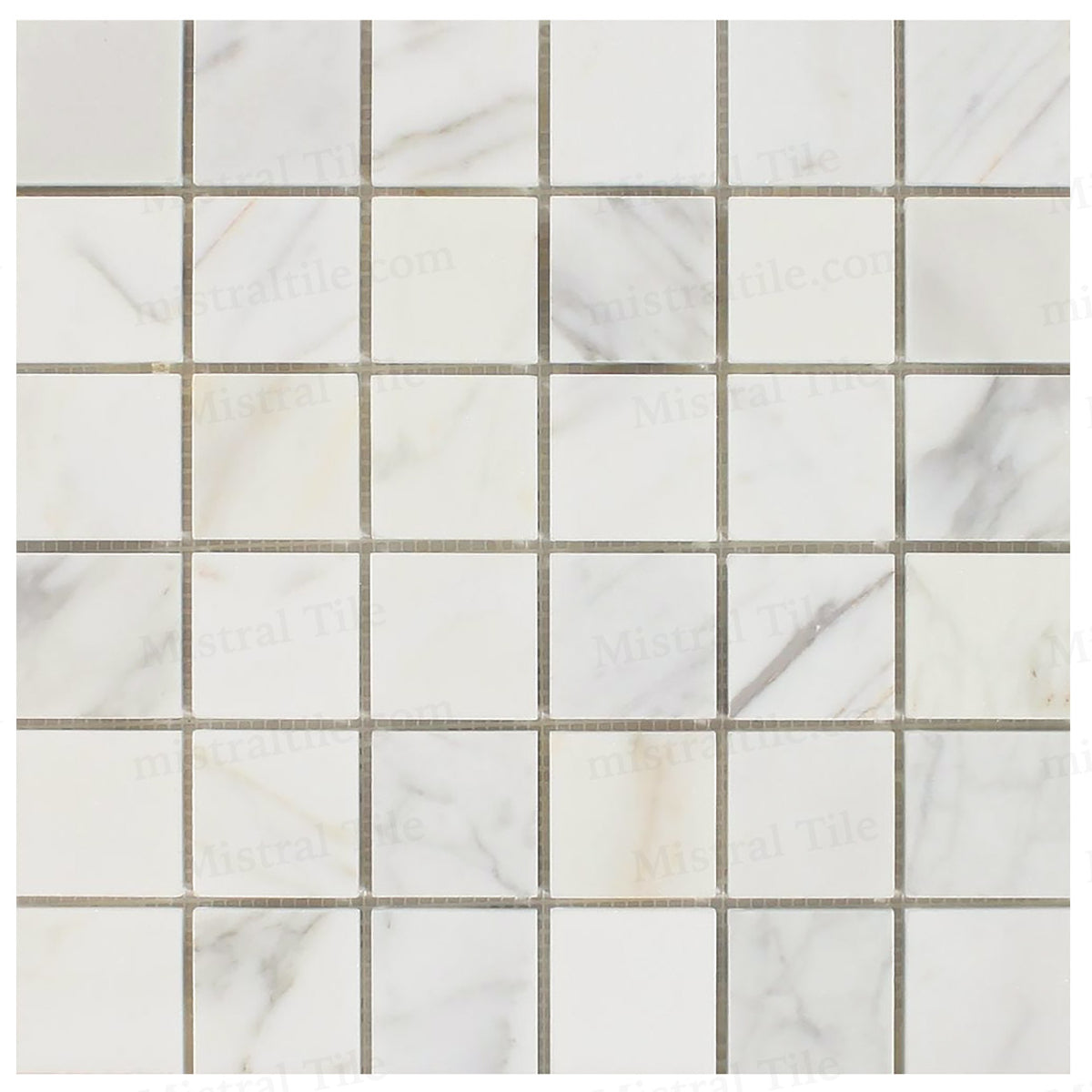 2x2 Polished Calacatta Gold Marble Square Mosaic – Mistral