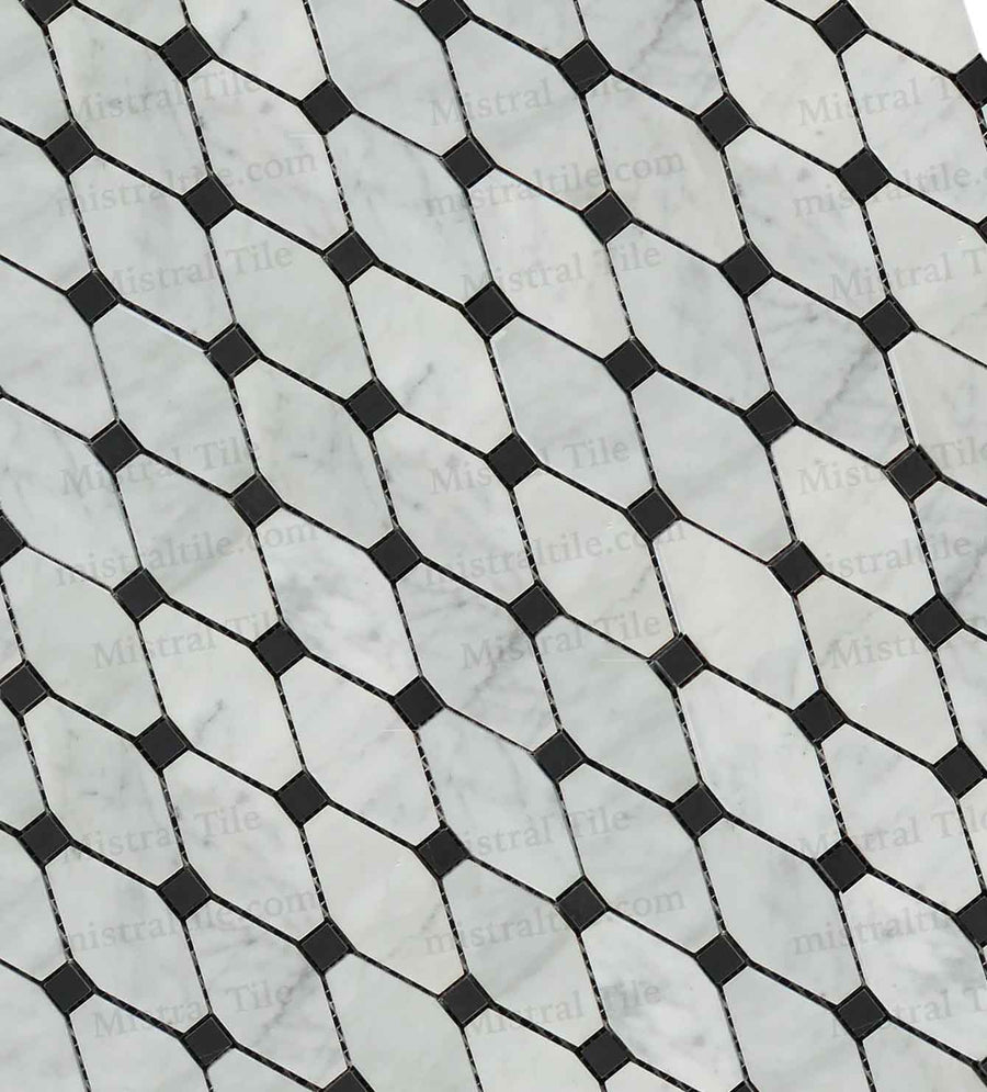 Polished Bianco Carrara-Black Marble Octave Mosaic – Mistral